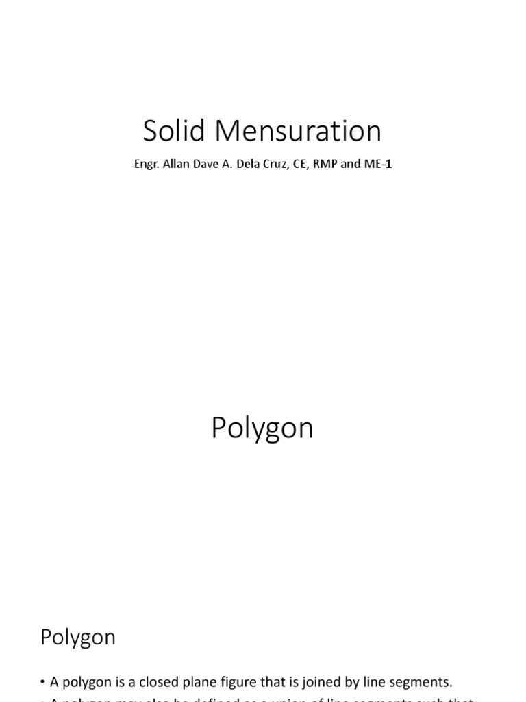 Lecture 1 - Polygons, Triangle, Quadrilateral | PDF | Triangle | Space