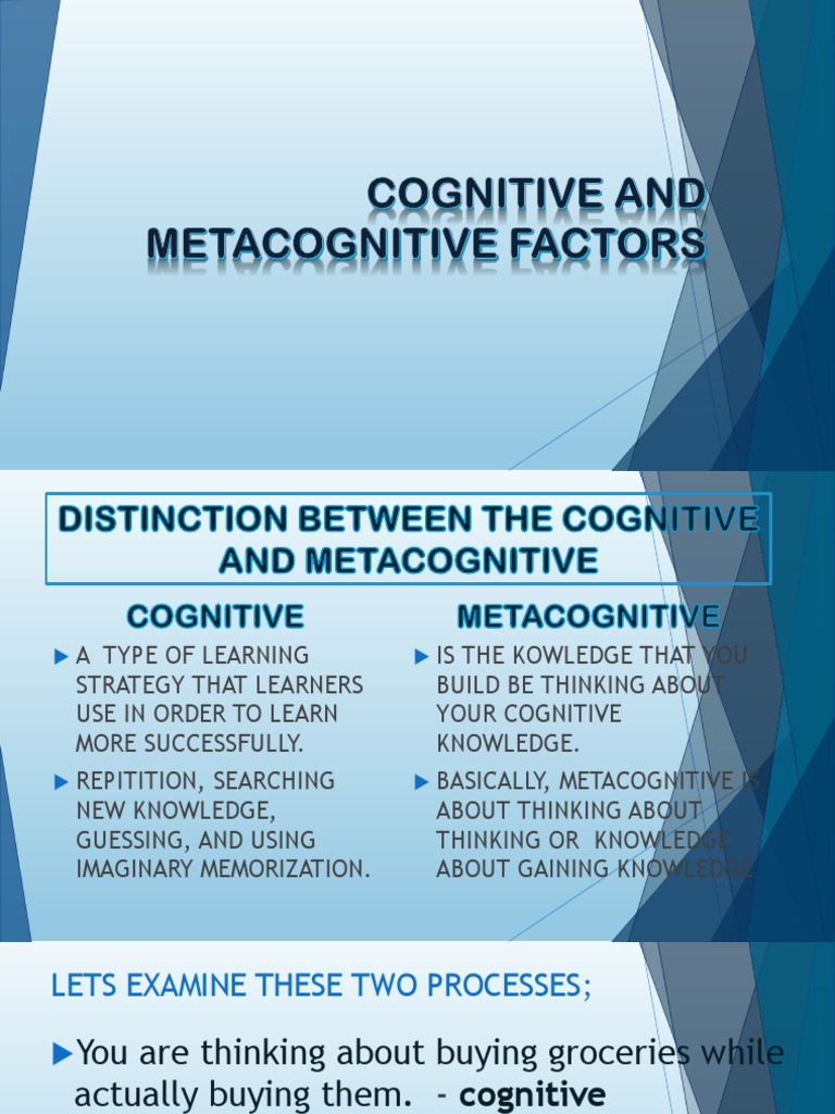 Cognitive vs. Metacognitive Learning | PDF