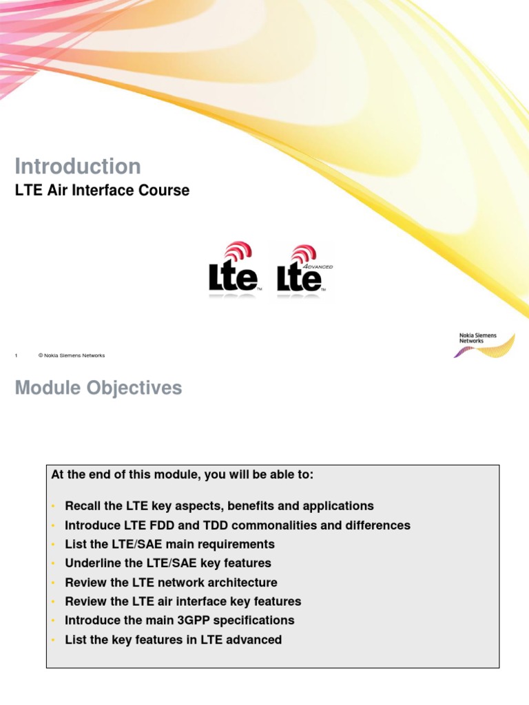 LTE Air Interface Course: 1 © Nokia Siemens Networks | PDF | Lte Advanced | Lte (Telecommunication)