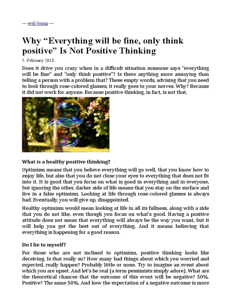 Positive Thinking | PDF | Optimism | Thought