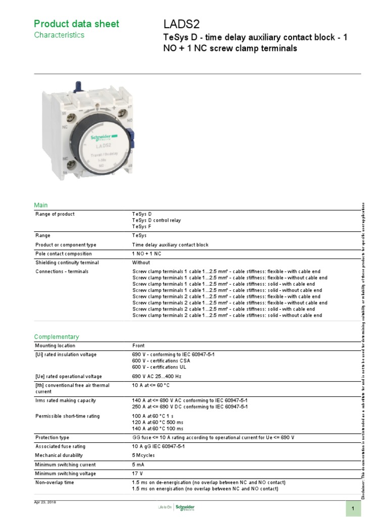 Tesys D Lads2 | PDF | Fuse (Electrical) | Alternating Current