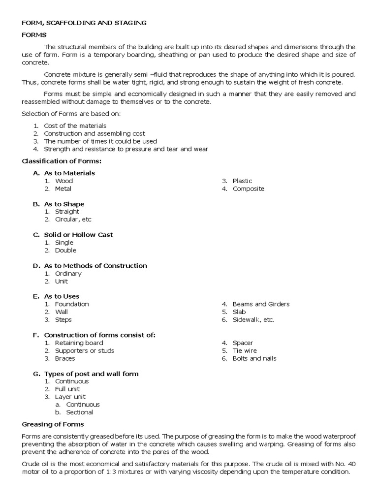 Formwork Materials for Concrete Structural Elements: A Guide to Estimating Quantities for ...