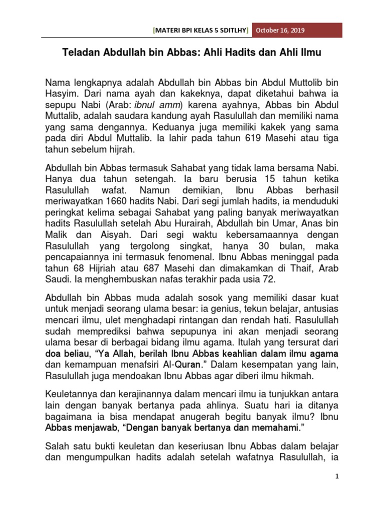 Abdullah Bin Abbas | PDF