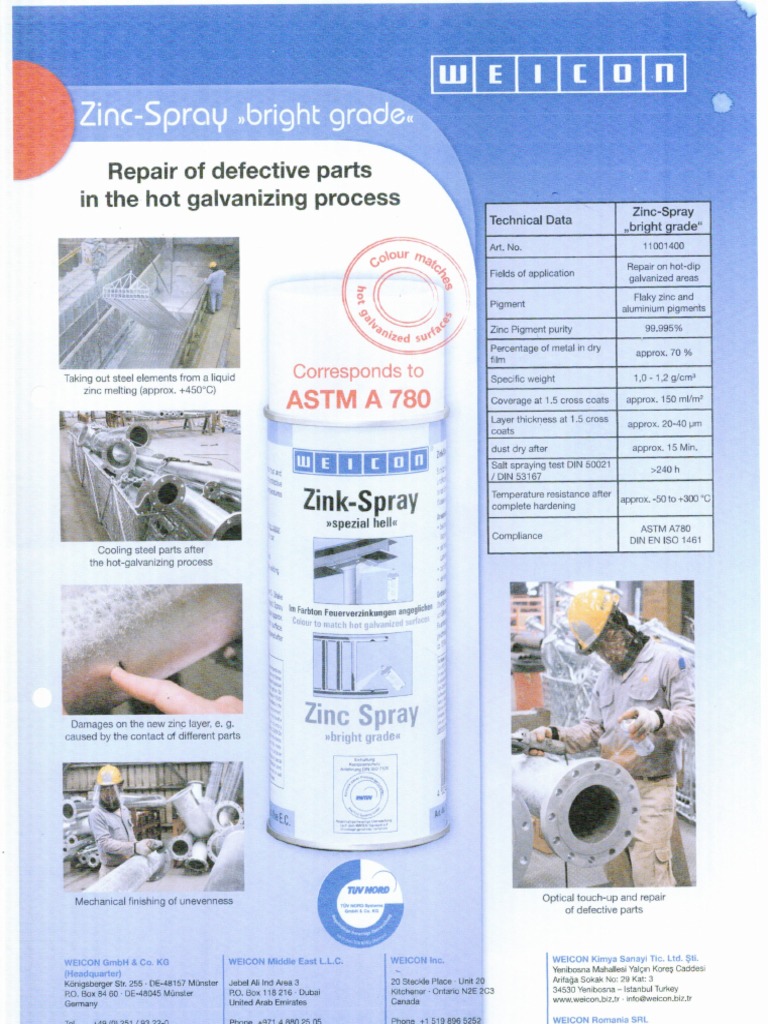 Zinc Bright Spray Astm A 780 | PDF