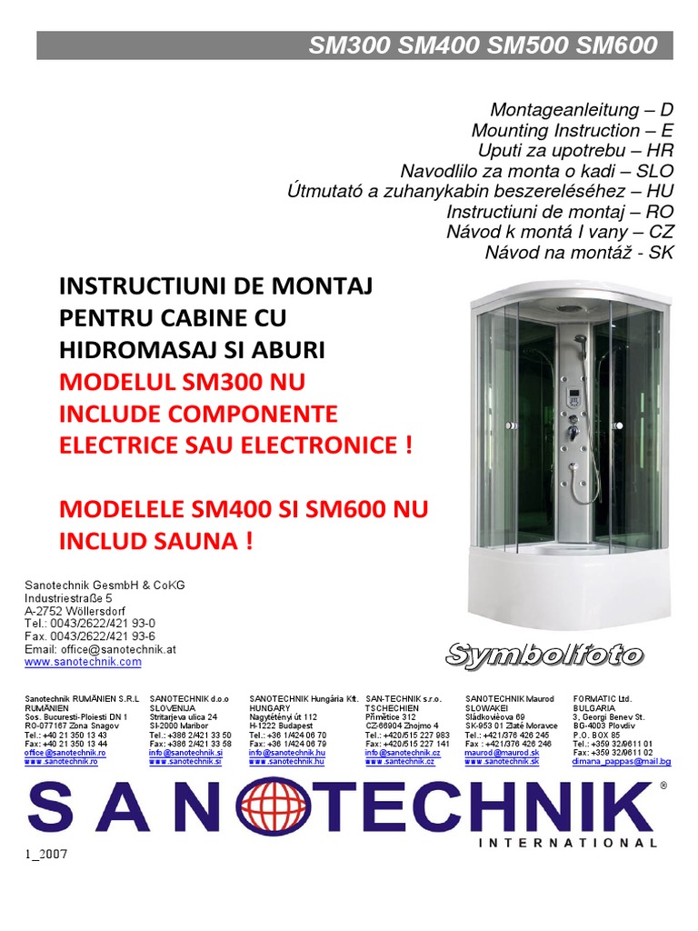 Cabine Hidromasaj SM300 SM400 SM500 SM600 PDF | PDF
