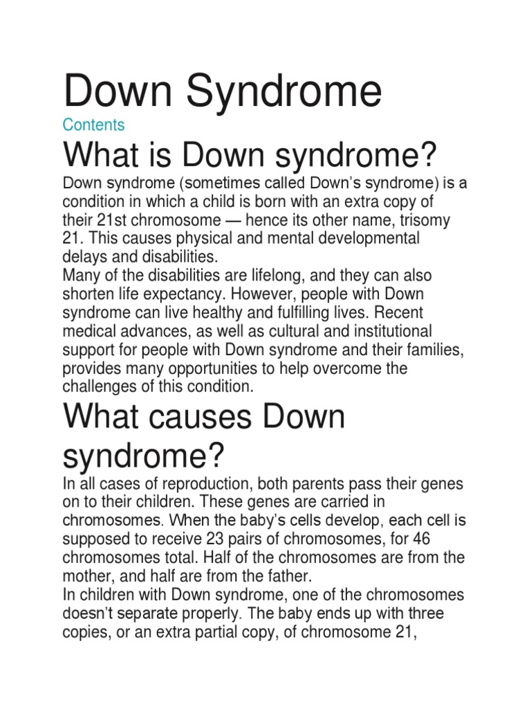 Down Syndrome | PDF | Down Syndrome | Genetic Disorder