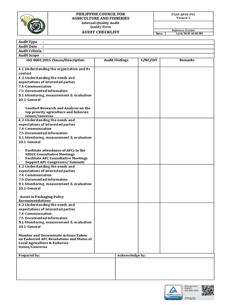 Audit Checklist | PDF