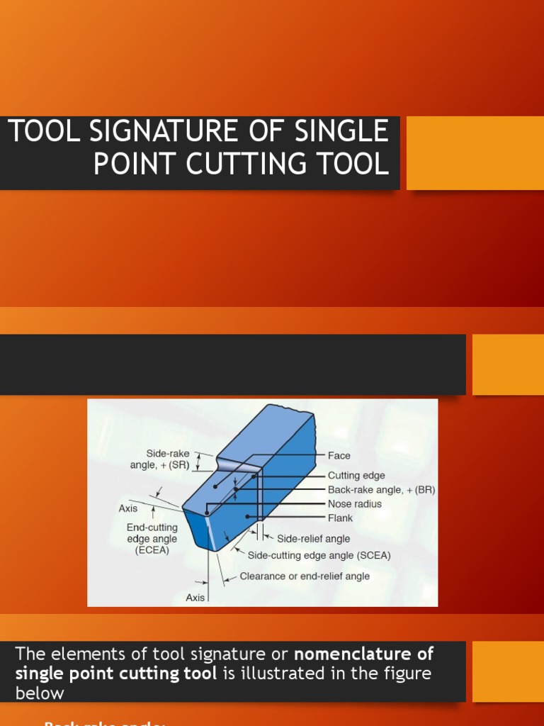 Tool Signature of Single Point Cutting Tool | PDF | Angle | Perpendicular