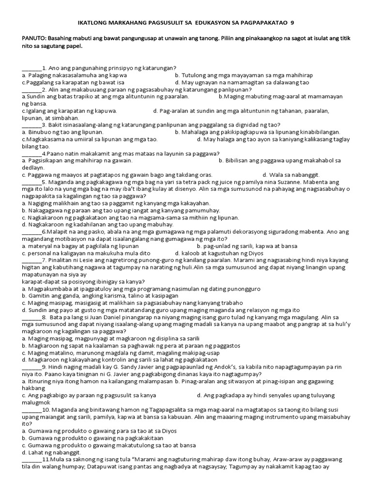ESP 3rd Grading Exam