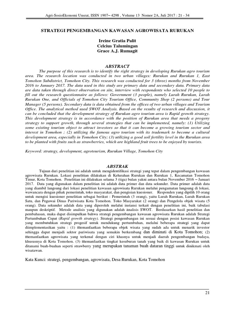 ID Strategi Pengembangan Kawasan Agrowisata PDF | PDF | Business