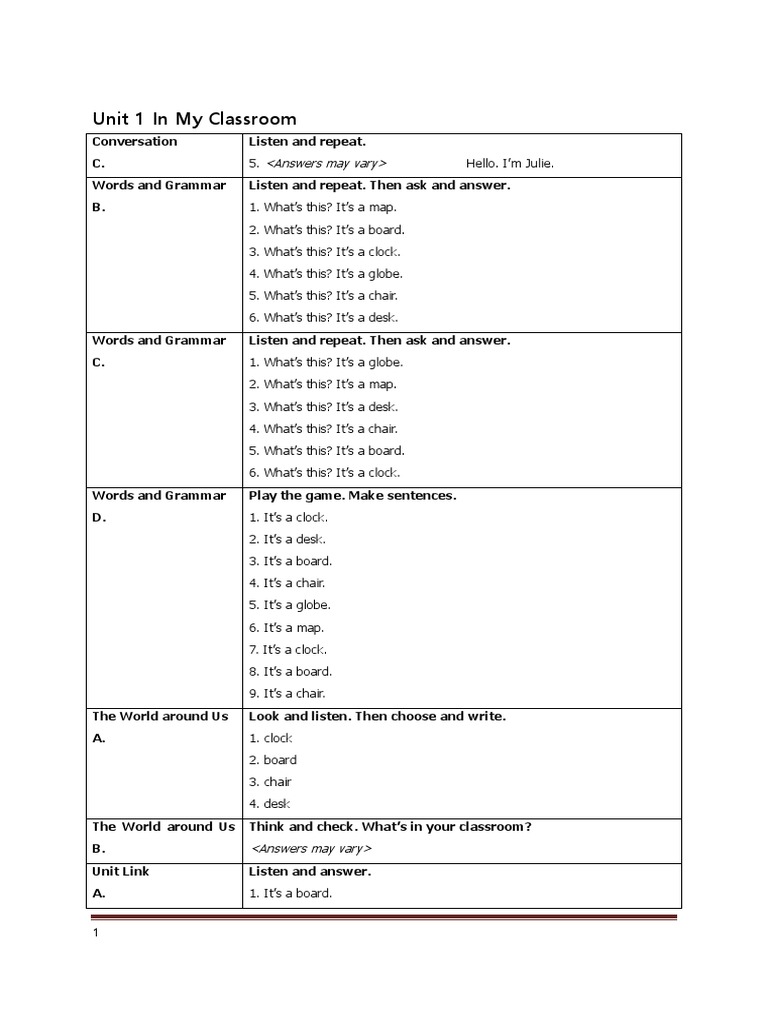 Curr-Hand in Hand - Student Book 1 | PDF | Shape | Classroom