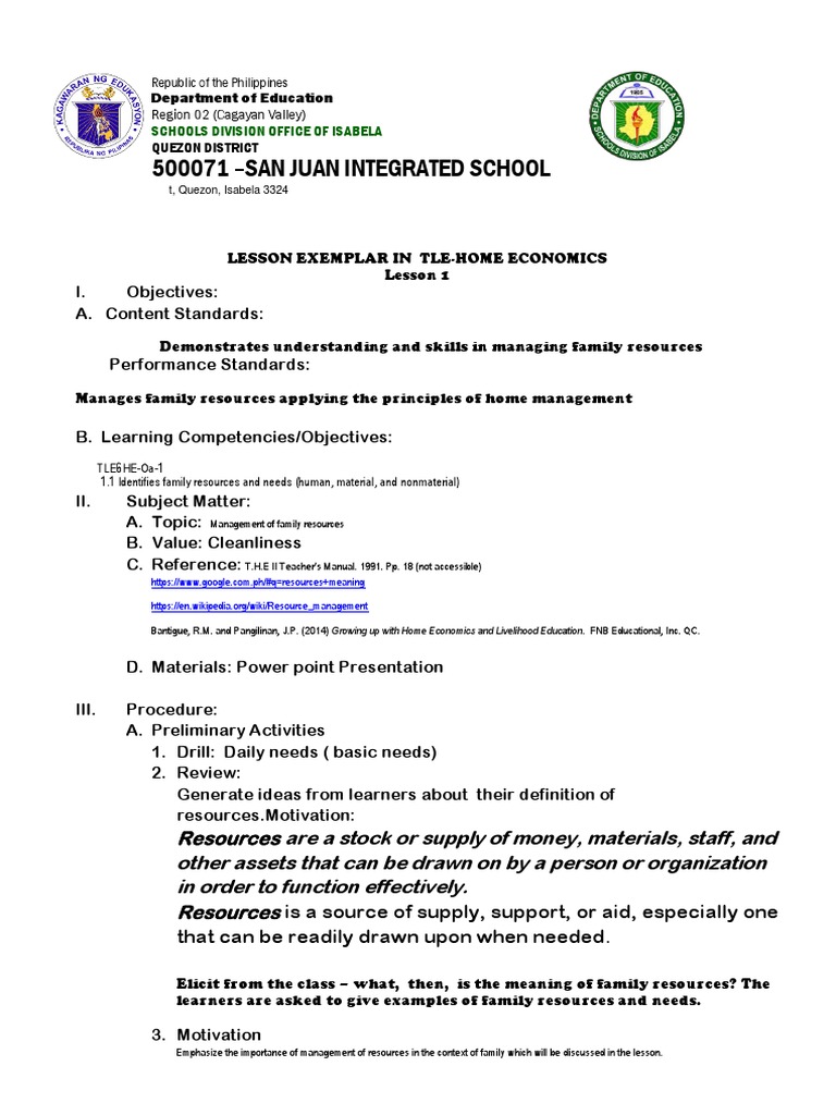 Lesson Exemplar Tle He 2nd Quarter | PDF | Learning | Teachers