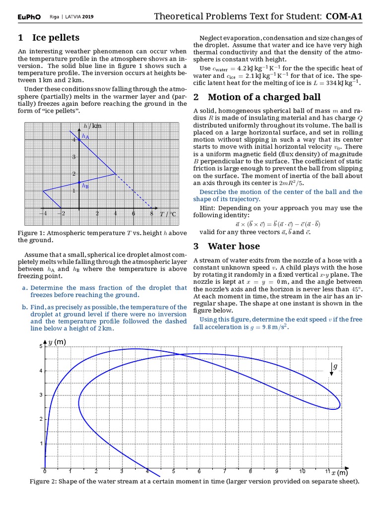 EuPhO 2019 Theory Problems | PDF | Ice | Temperature