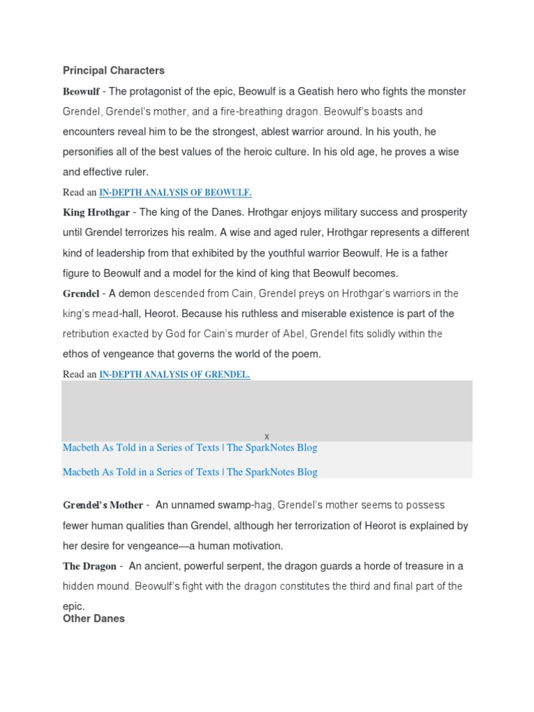 Principal Characters | PDF | Beowulf | Poetry
