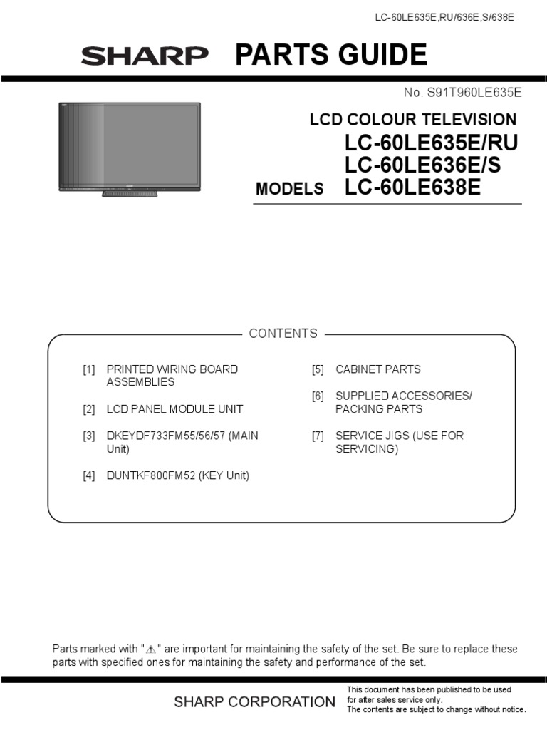 Sharp Lc-60le635e Lc-60le636e Lc-60le638e PDF | PDF | Inductor | Resistor
