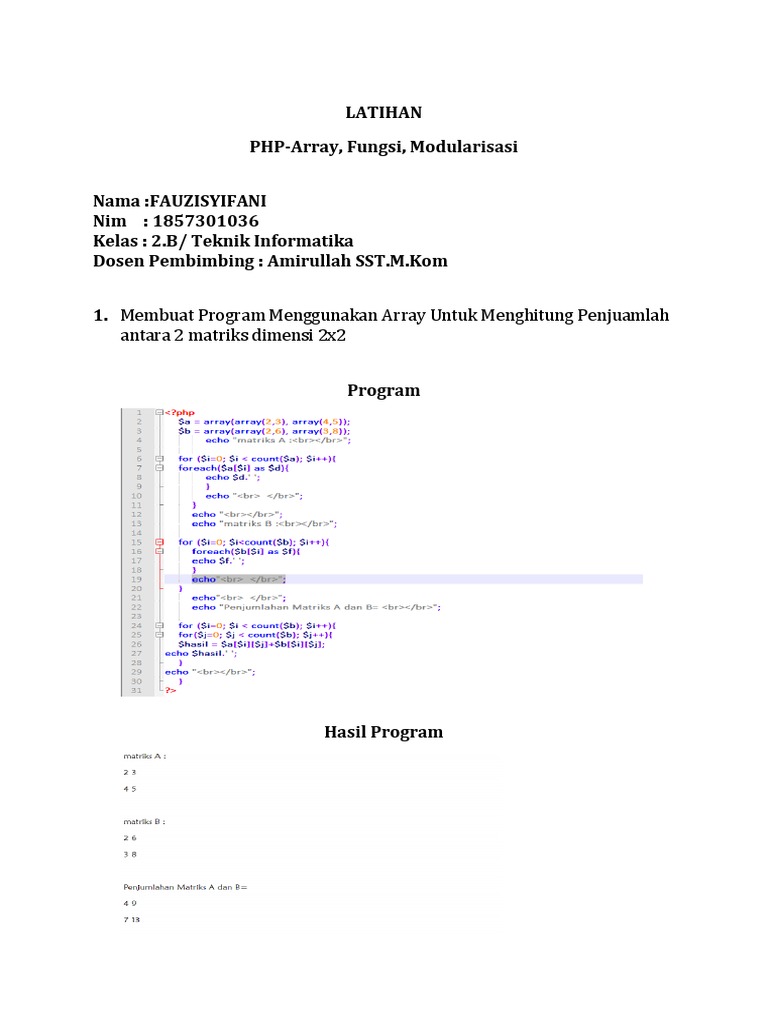 (LATIHAN) PHP-Array, Fungsi, Modularisasi | PDF