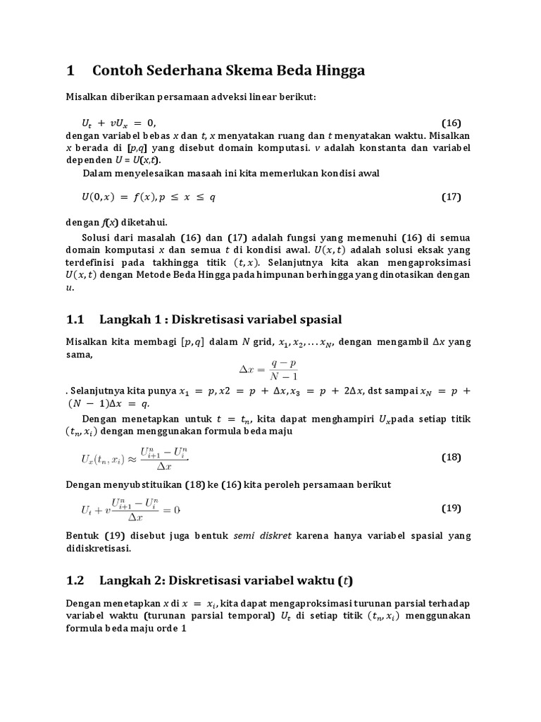 Contoh Sederhana Skema Beda Hingga | PDF