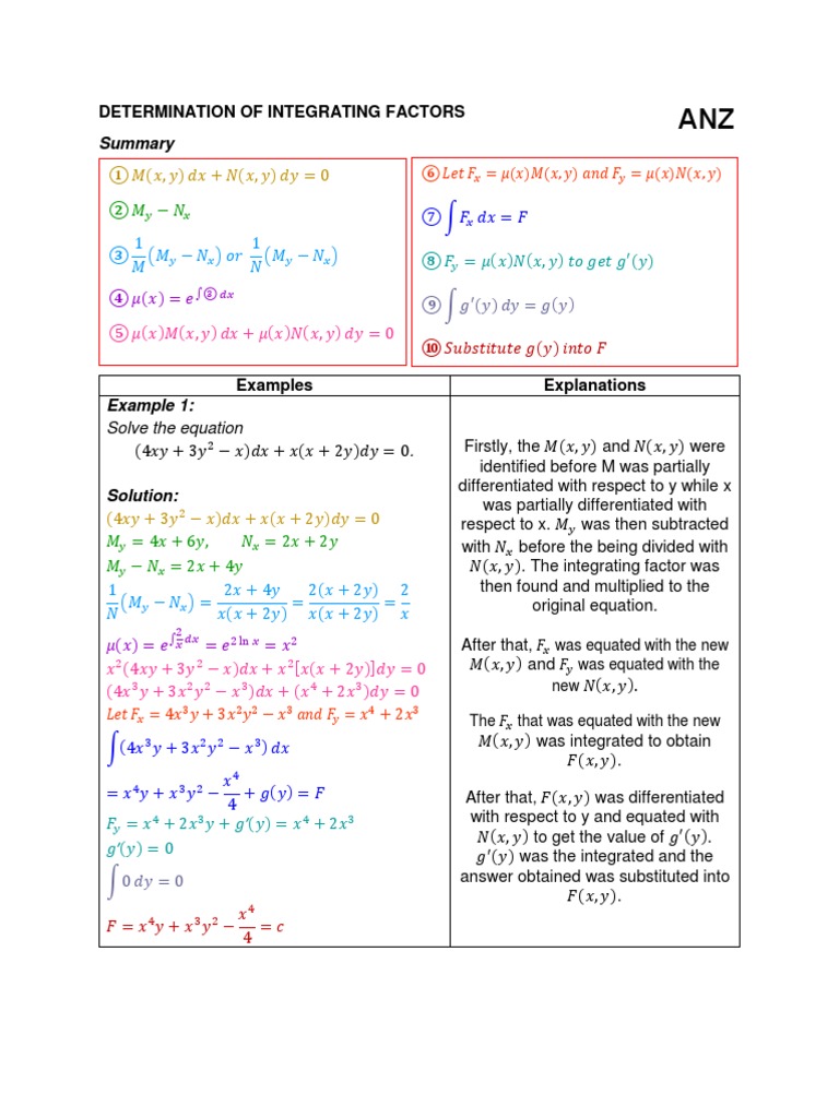 Determining Integrating Factors | PDF | Equations | Algebra
