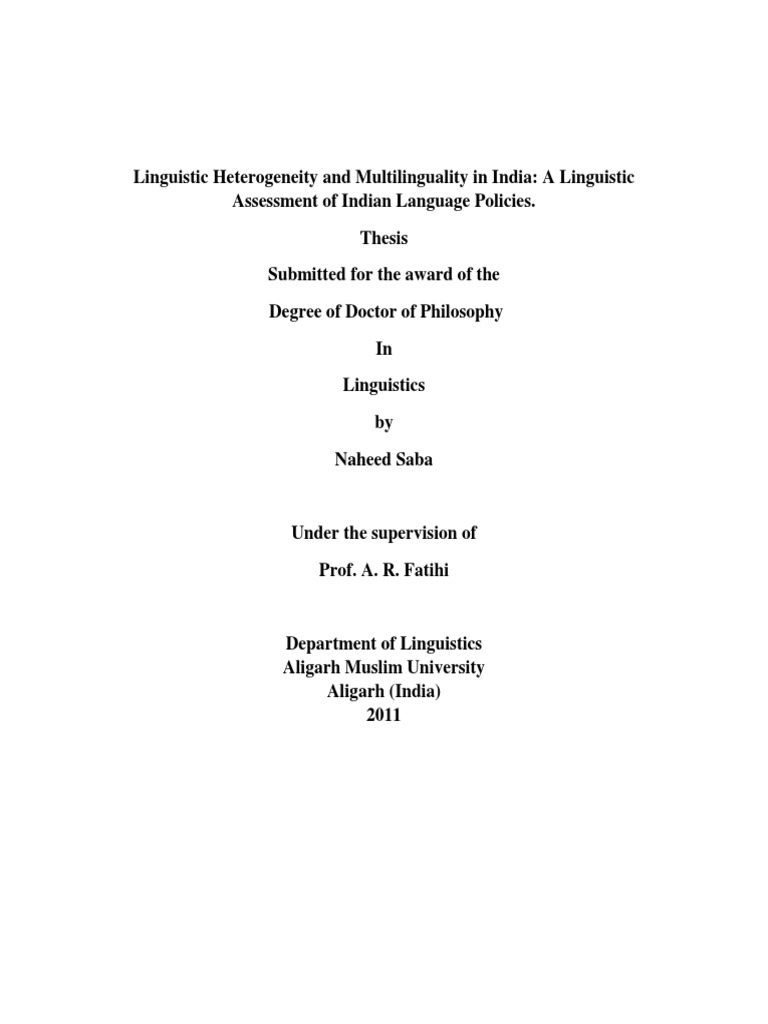 Saba Naheed - Linguistic Heterogeneity and Multilinguality in India-A ...