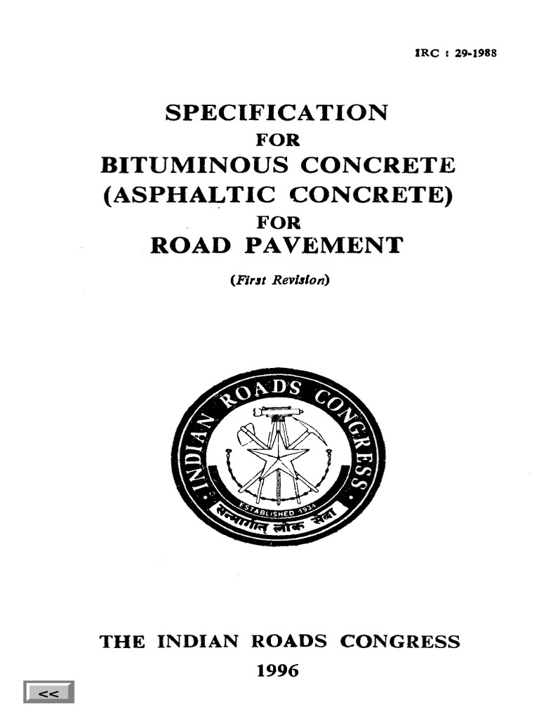 Specification Bituminous Concrete (Asphaltic Concrete) Road Pavement ...