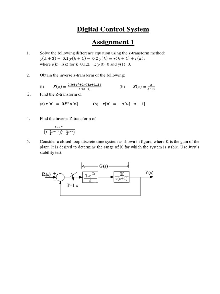 Digital Control System Assignment 1 | PDF