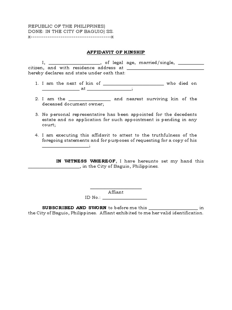 Affidavit of Kinship | PDF