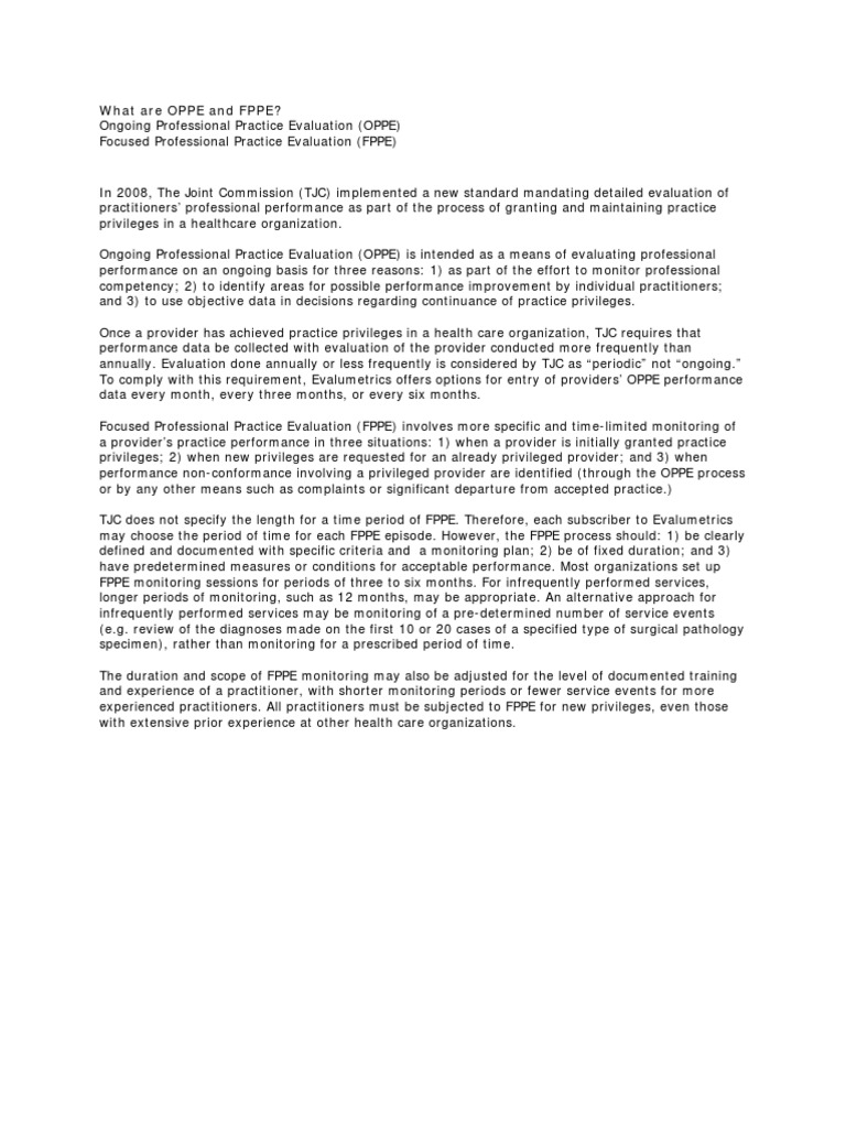 Oppe Fppe PDF | PDF | Joint Commission | Evaluation