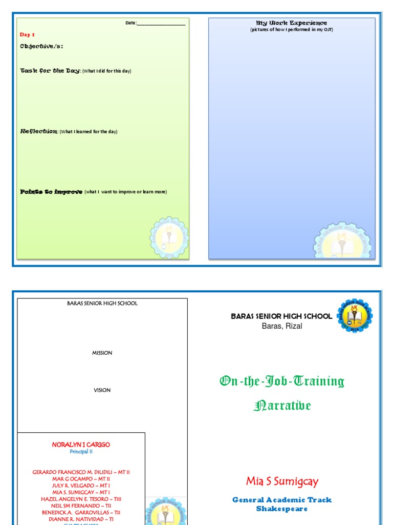 My Work Experience (Pictures of How I Performed in My OJT) Date | PDF