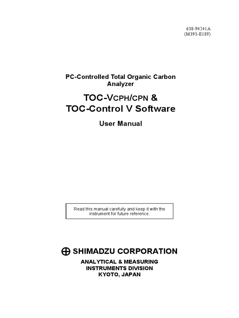 Shimadzu+TOC-V+CPH+Software+Users+Manual E PDF | PDF | Total Organic ...
