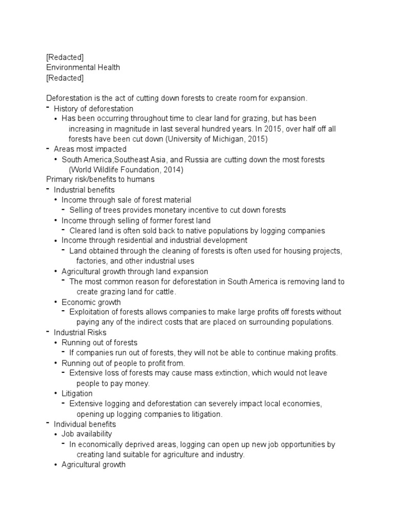 Deforestation Outline (Environmental Science) | PDF | Deforestation ...