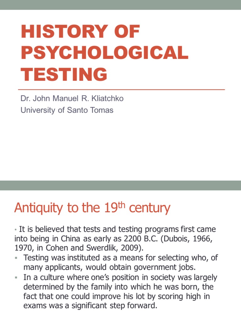 Evolution of Psychological Testing History | PDF | Intelligence ...