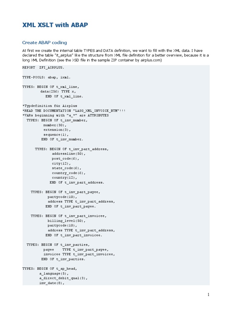 Xml Xslt With Abap Pdf Xslt Xml