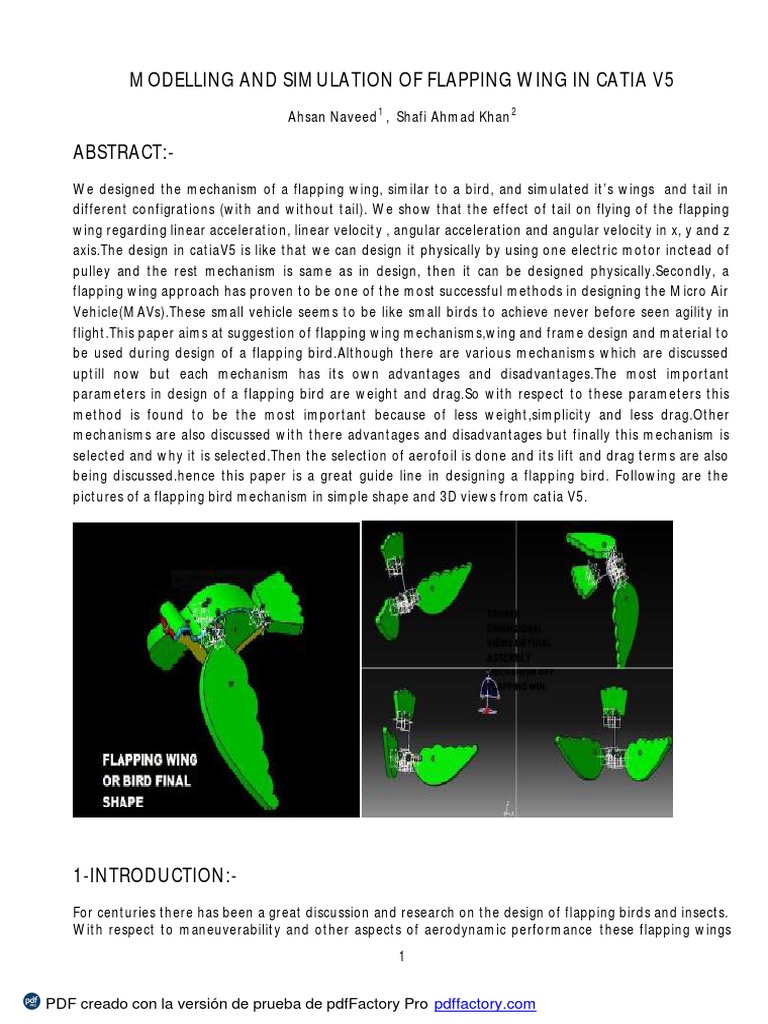 Modelling and Simulation of Flapping Wing in Catia v5 | PDF | Airfoil ...