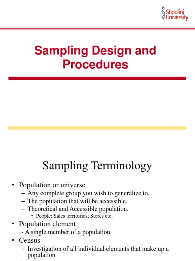 Sampling Design and Procedures: An Overview of Key Concepts and ...