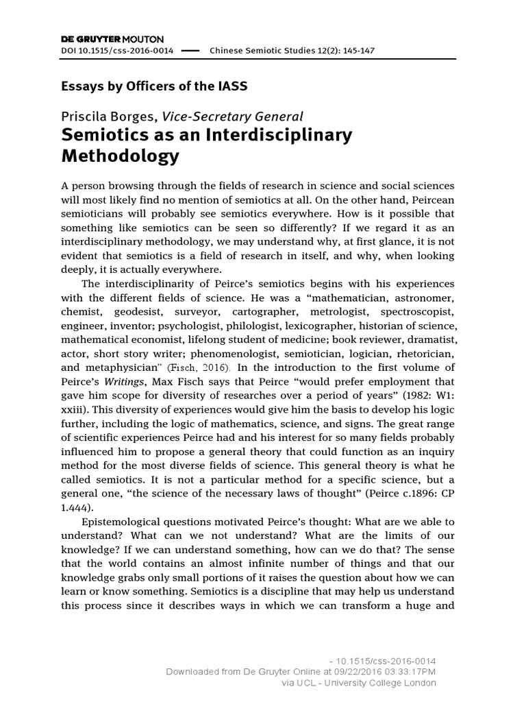 Semiotics and Methodology | PDF | Charles Sanders Peirce | Scientific ...