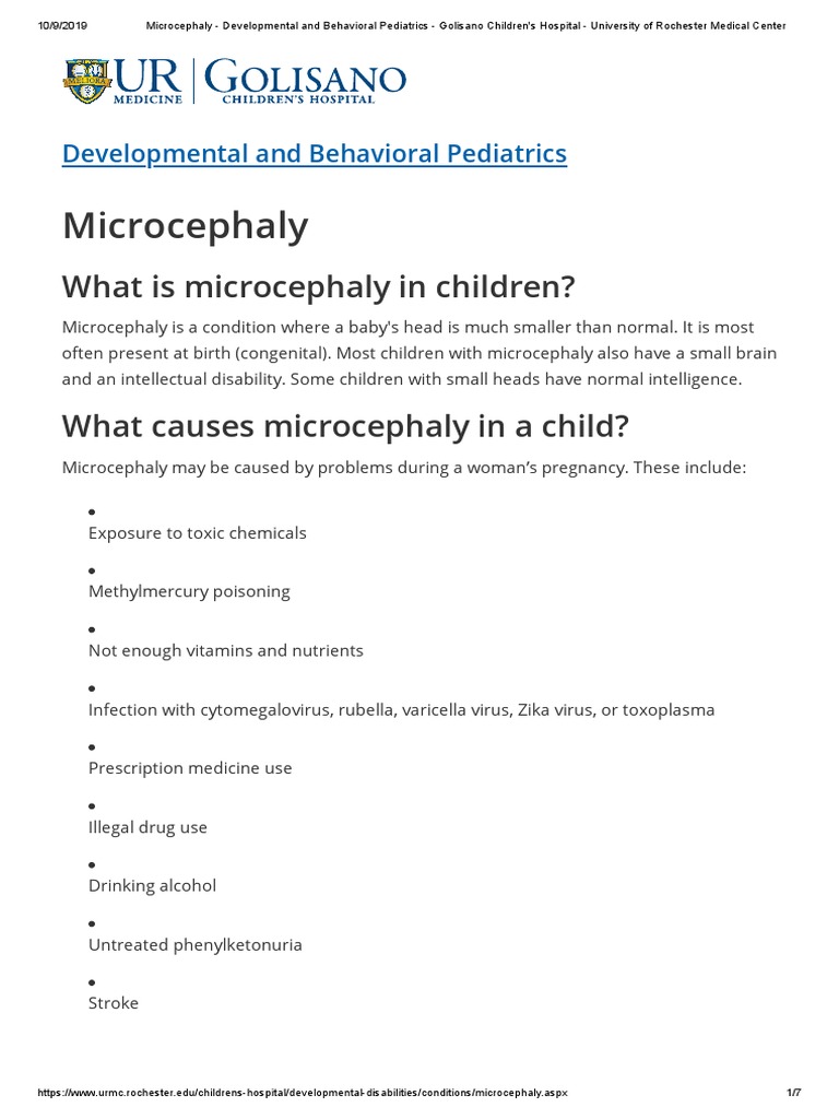 Microcephaly - Developmental and Behavioral Pediatrics - Golisano ...