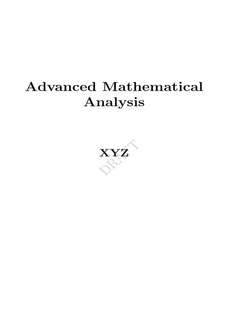 Advanced Mathematical Analysis: Draft | PDF | Metric (Mathematics ...