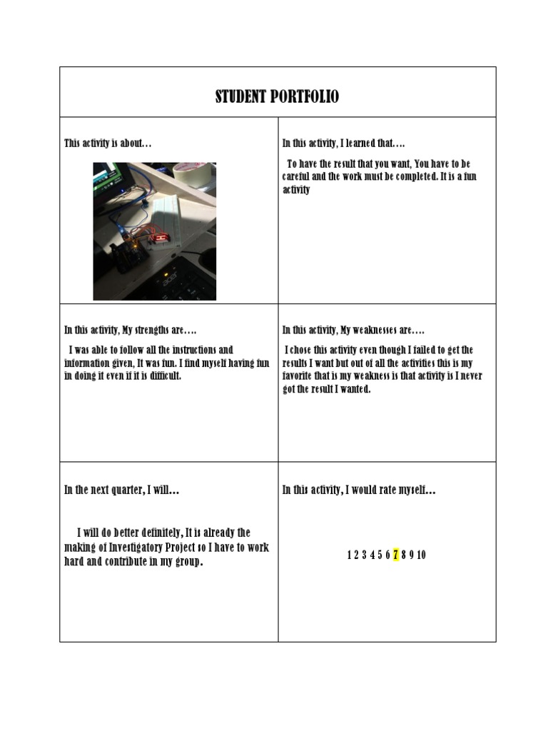 Student Portfolio Reflection and Goals | PDF