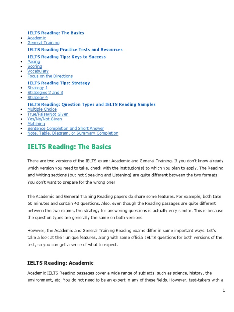 IELTS Reading Theory | PDF | Question | International English Language ...