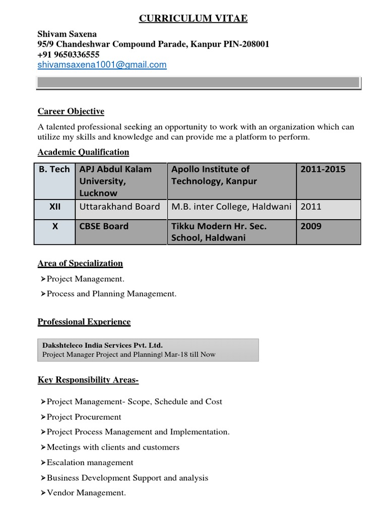 Shivam CV | PDF | Computing | Business