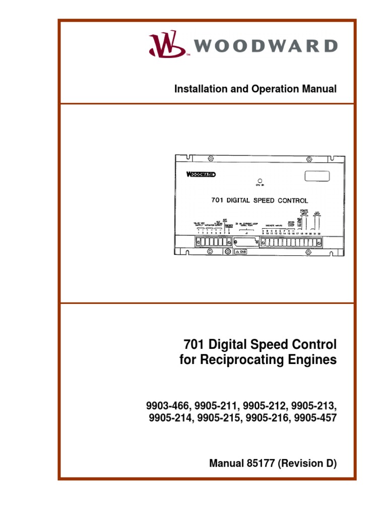 Installation and Operation Manual: 701 Digital Speed Control For ...