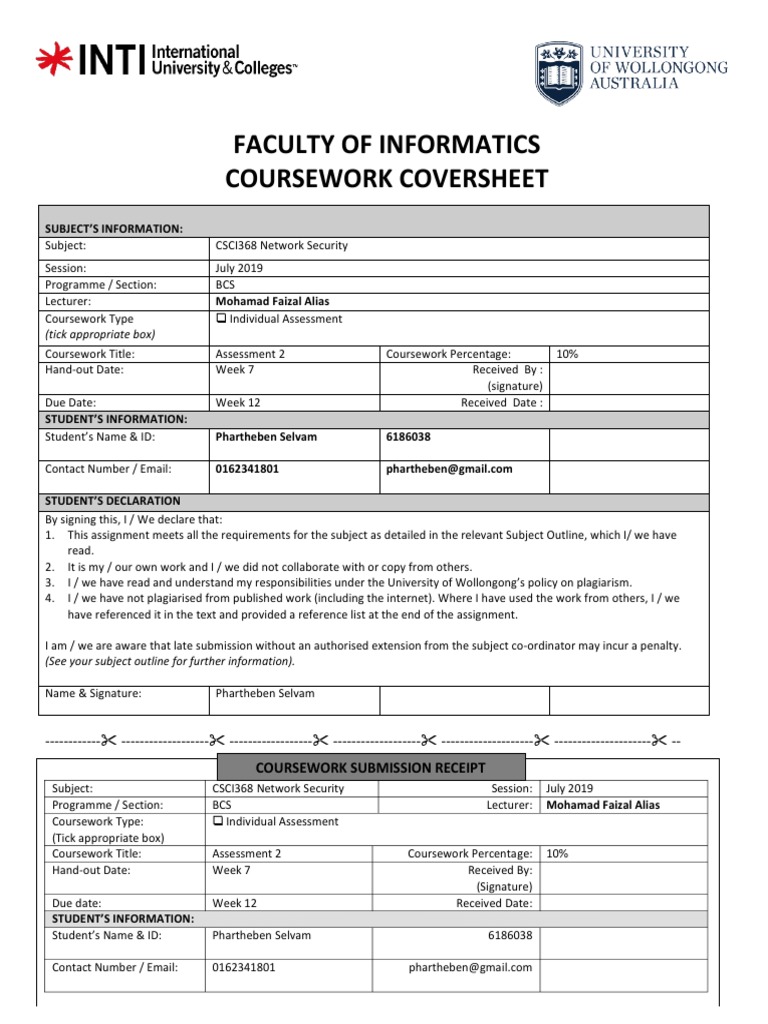CSCI368 Network Security Assessment 2 | PDF | Public Key Cryptography ...