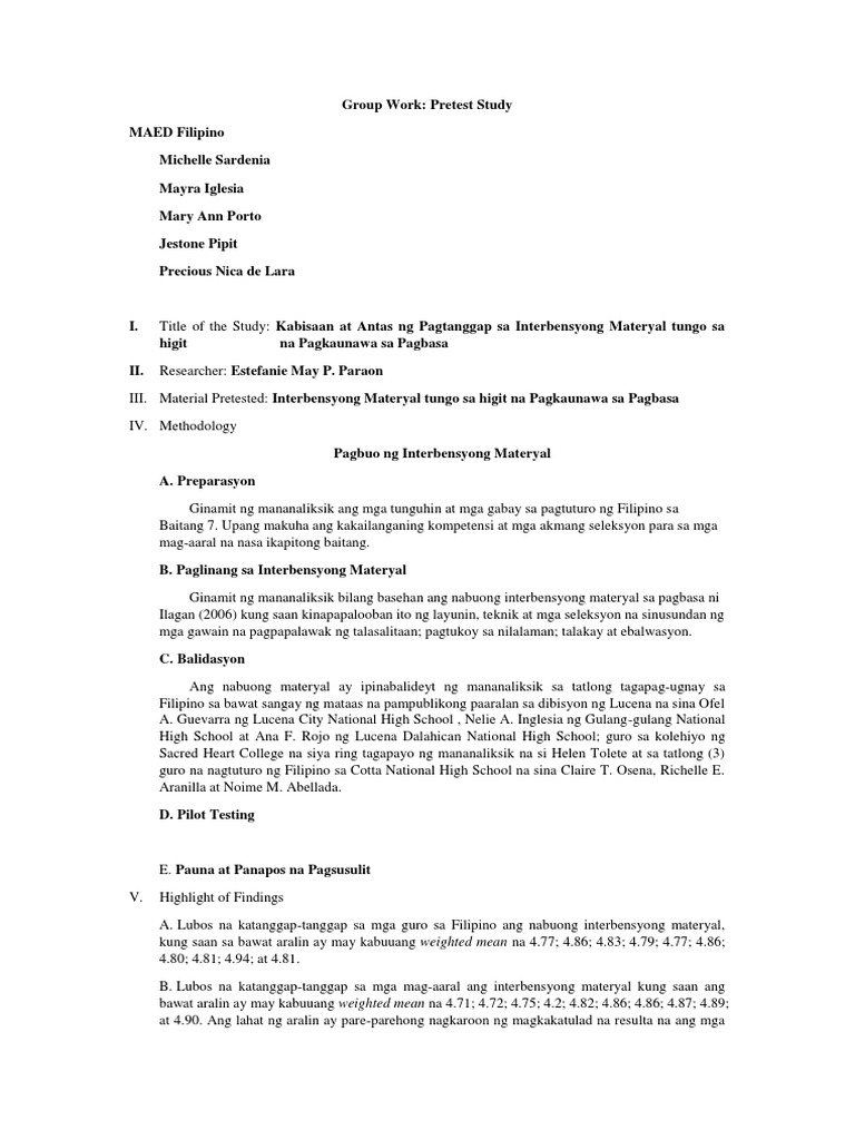Pre-Test Study | PDF
