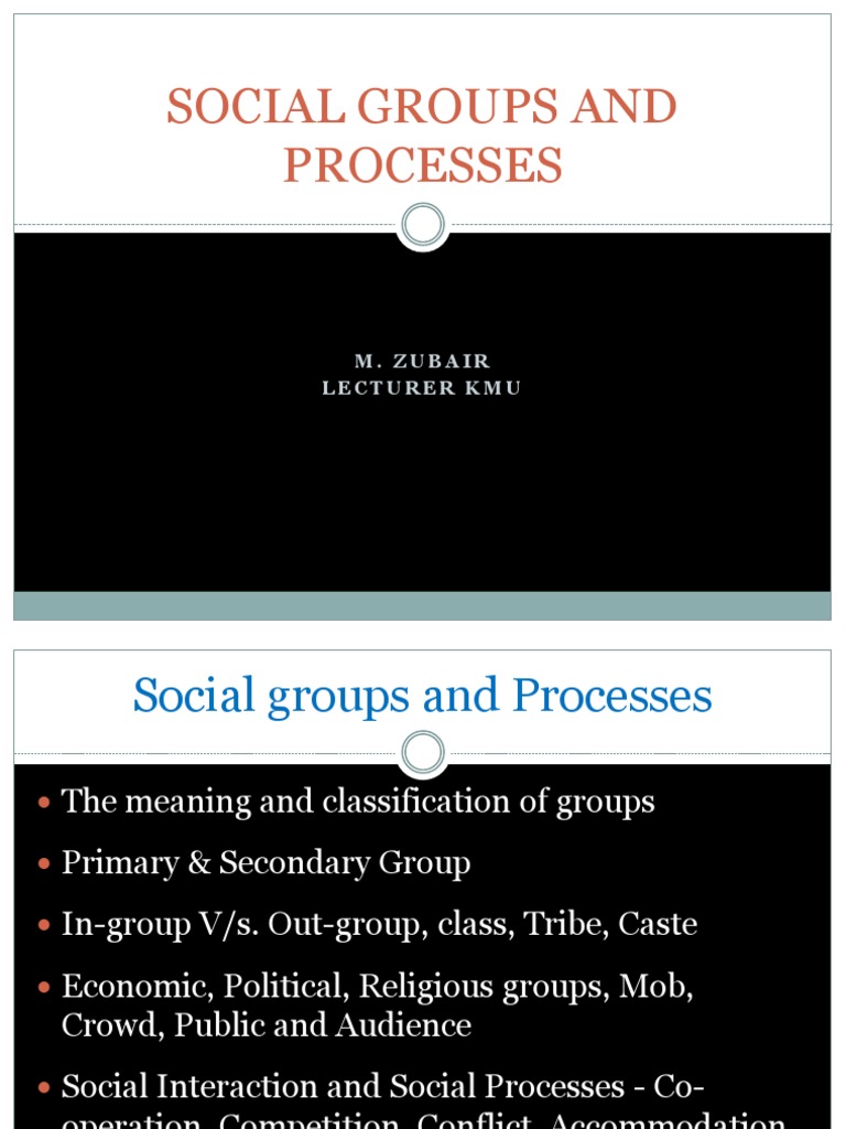 Social Groups and Processes: M. Zubair Lecturer Kmu | Download Free PDF ...