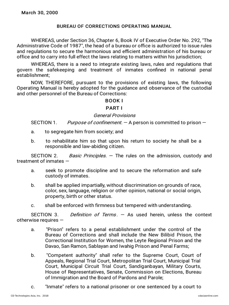 80355-2000-Bureau of Corrections Operating Manual | PDF | Prison ...