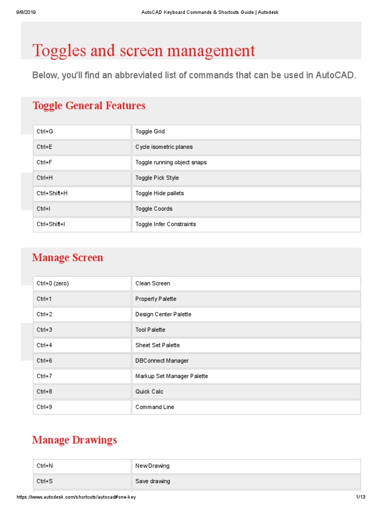AutoCAD Keyboard Commands & Shortcuts Guide - Autodesk | PDF | 3 D Computer Graphics | Auto Cad