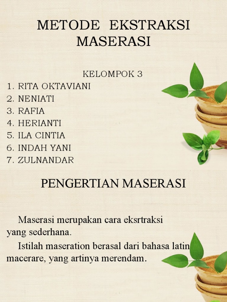 Kelompok 3 Metode Ekstraksi Maserasi | PDF
