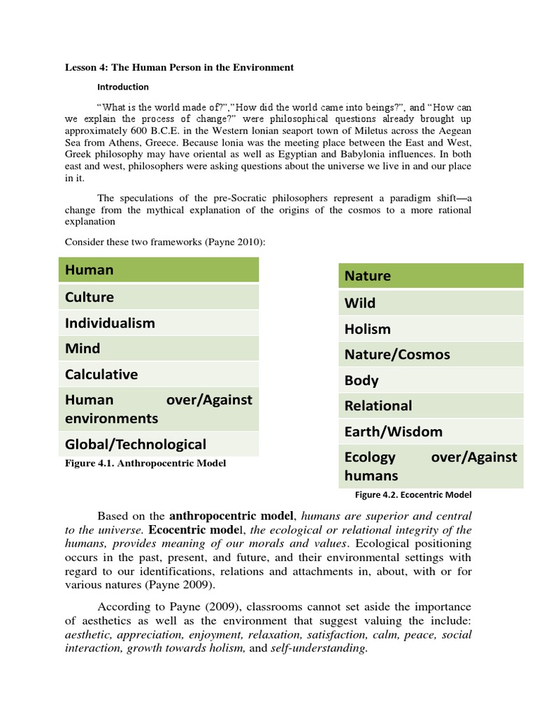 Lesson 4 Philo. | PDF | Ecology | Human