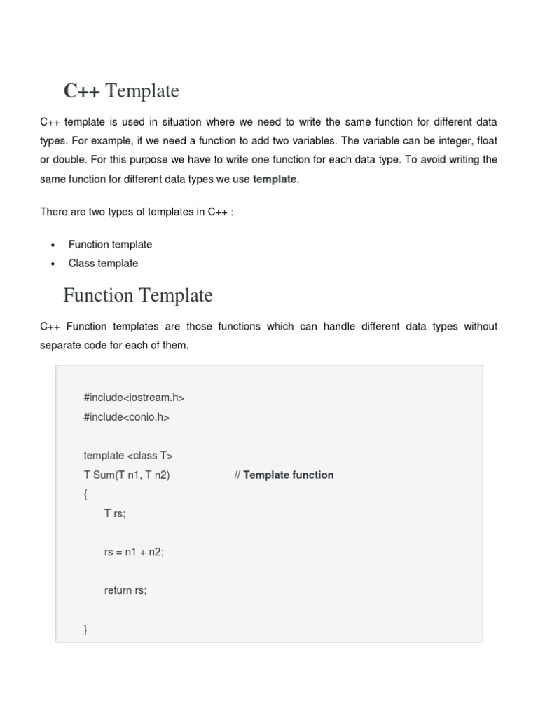 C++ Function and Class Templates Guide | PDF | Subroutine | C++