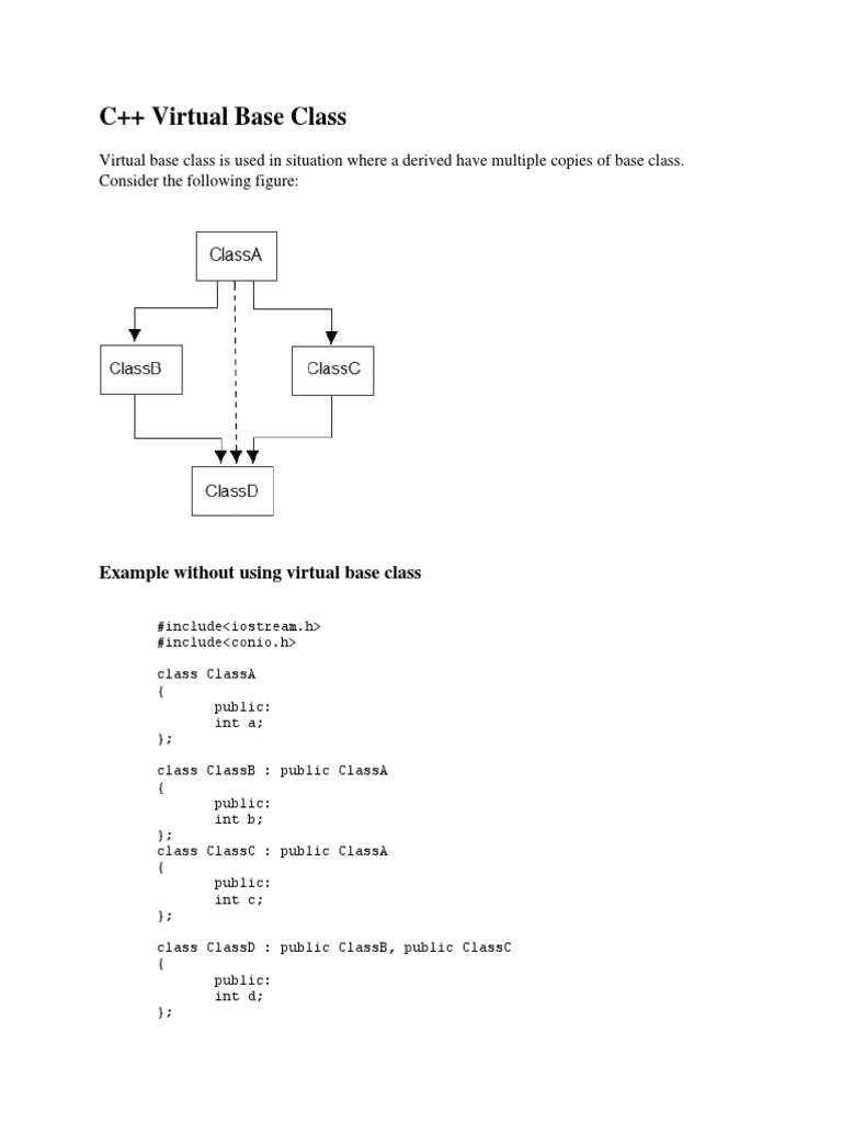 Virtual Base Class Pdf Inheritance Object Oriented Programming C 
